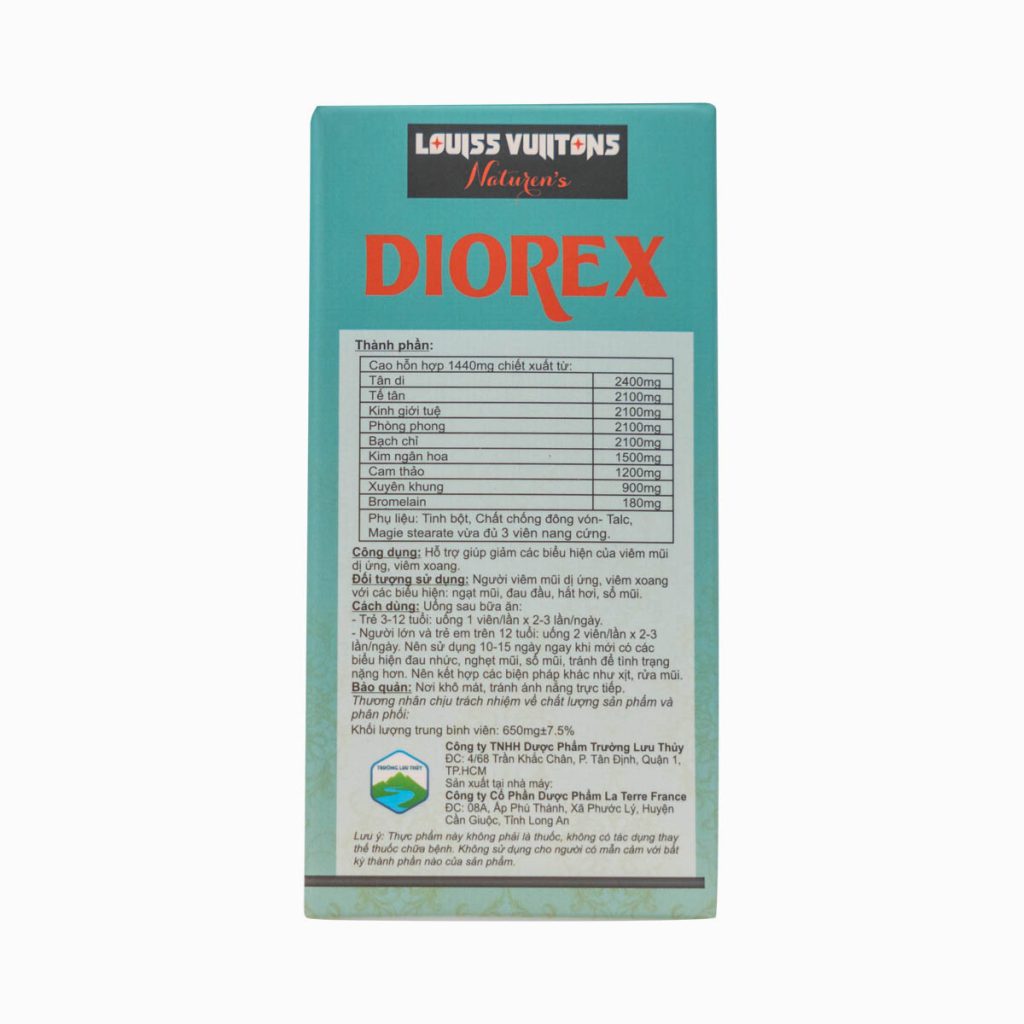 DIOREX - Hỗ trợ giúp giảm các biểu hiện của viêm mũi dị ứng, viêm xoang